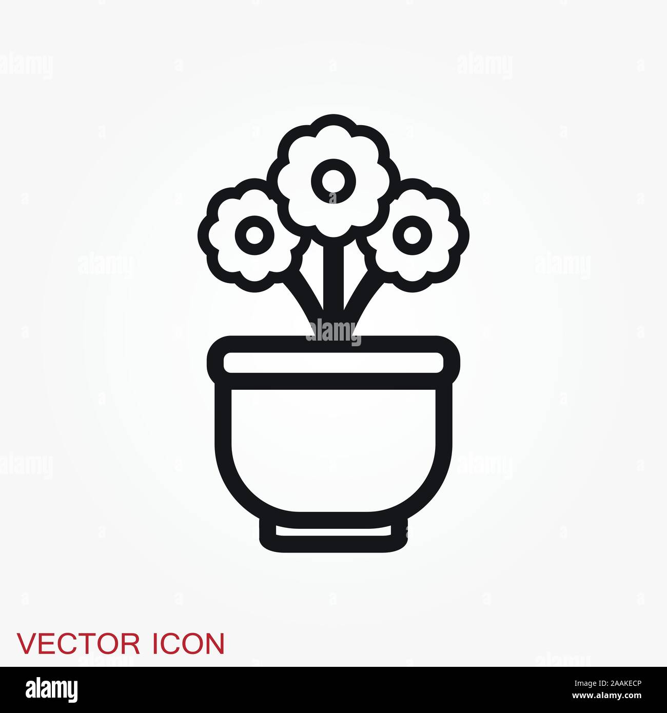 Flowerpot icon, vectorized plants in a pot, flower symbol Stock Vector ...