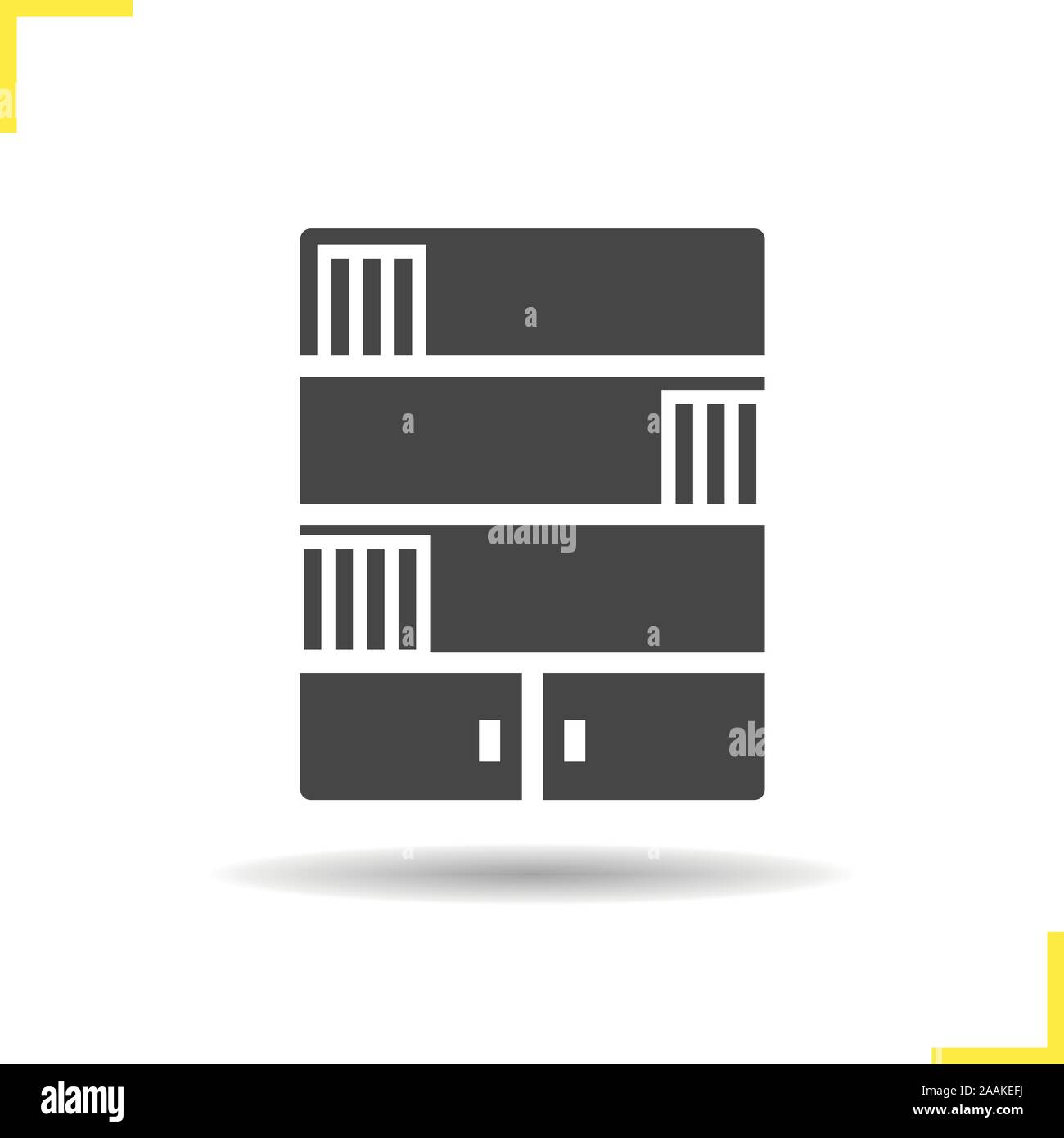Bookcase icon. Drop shadow silhouette symbol. Bookshelf. Vector ...