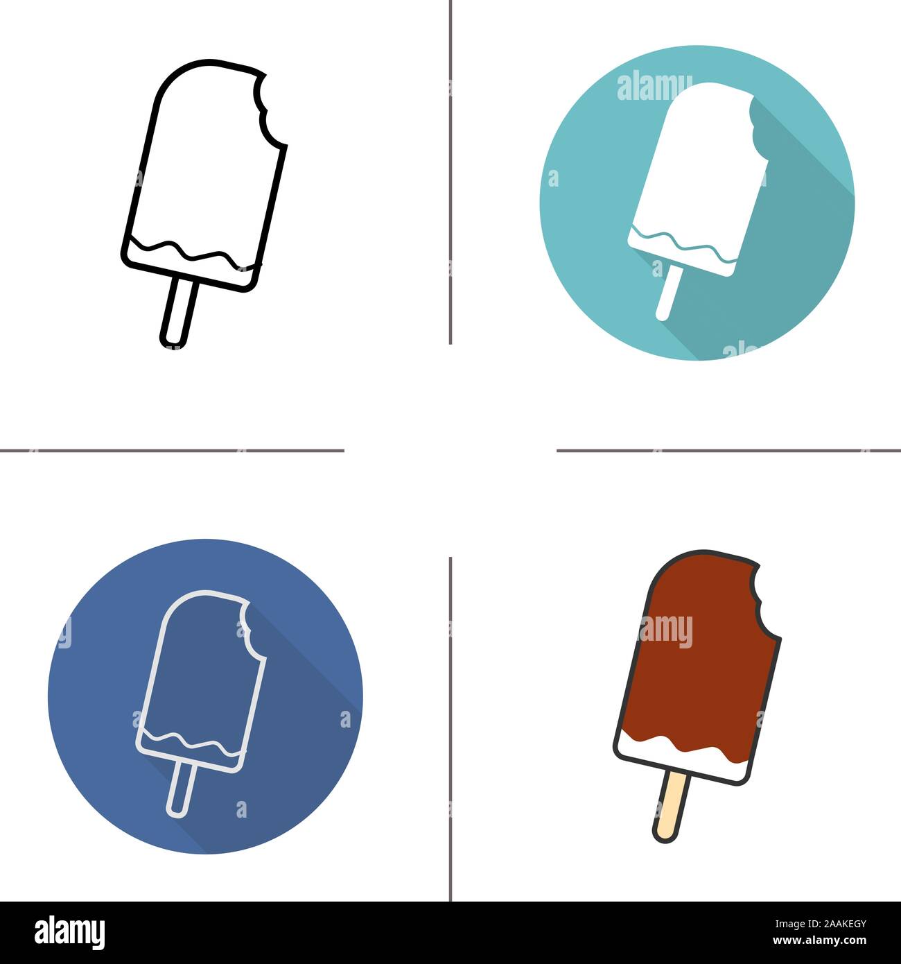 Ice cream icon. Flat design, linear and color styles. Icecream isolated ...