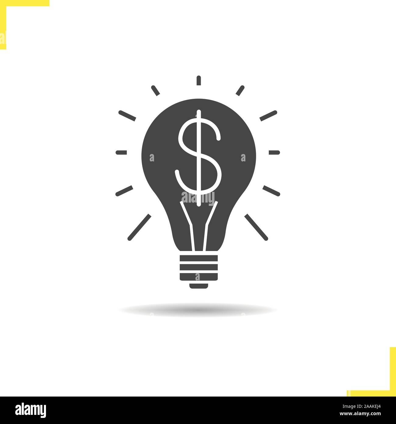 Successful idea icon. Drop shadow electric bulb silhouette symbol ...