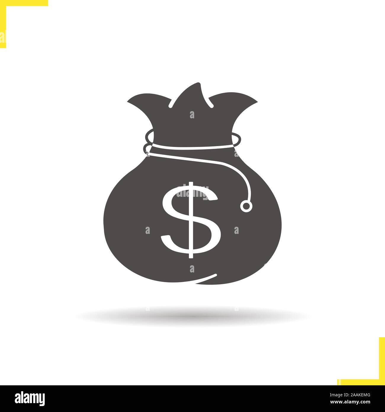 Money bag icon. Drop shadow silhouette symbol. Vector isolated ...