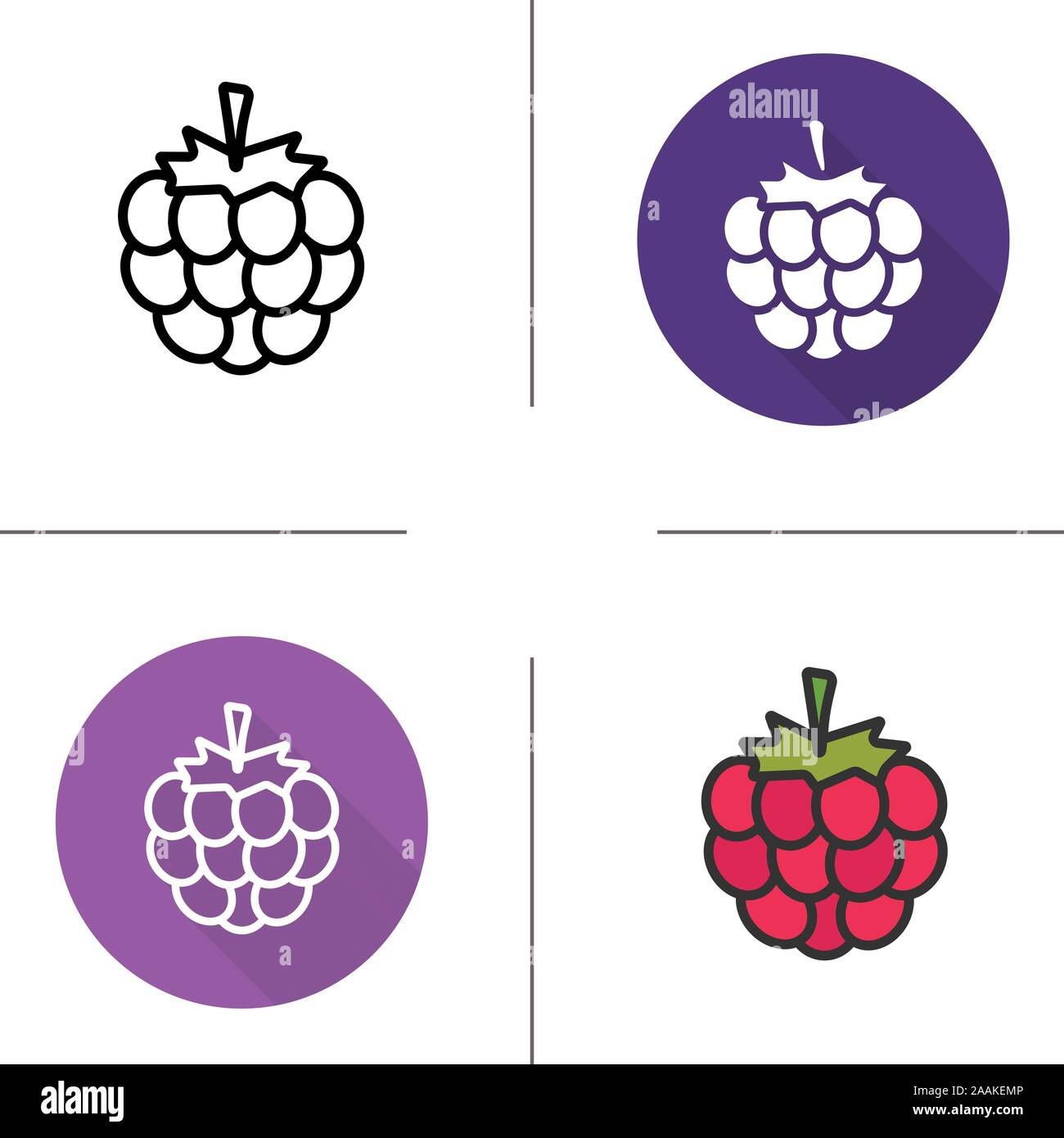 Raspberry icon. Flat design, linear and color styles. Blackberry ...