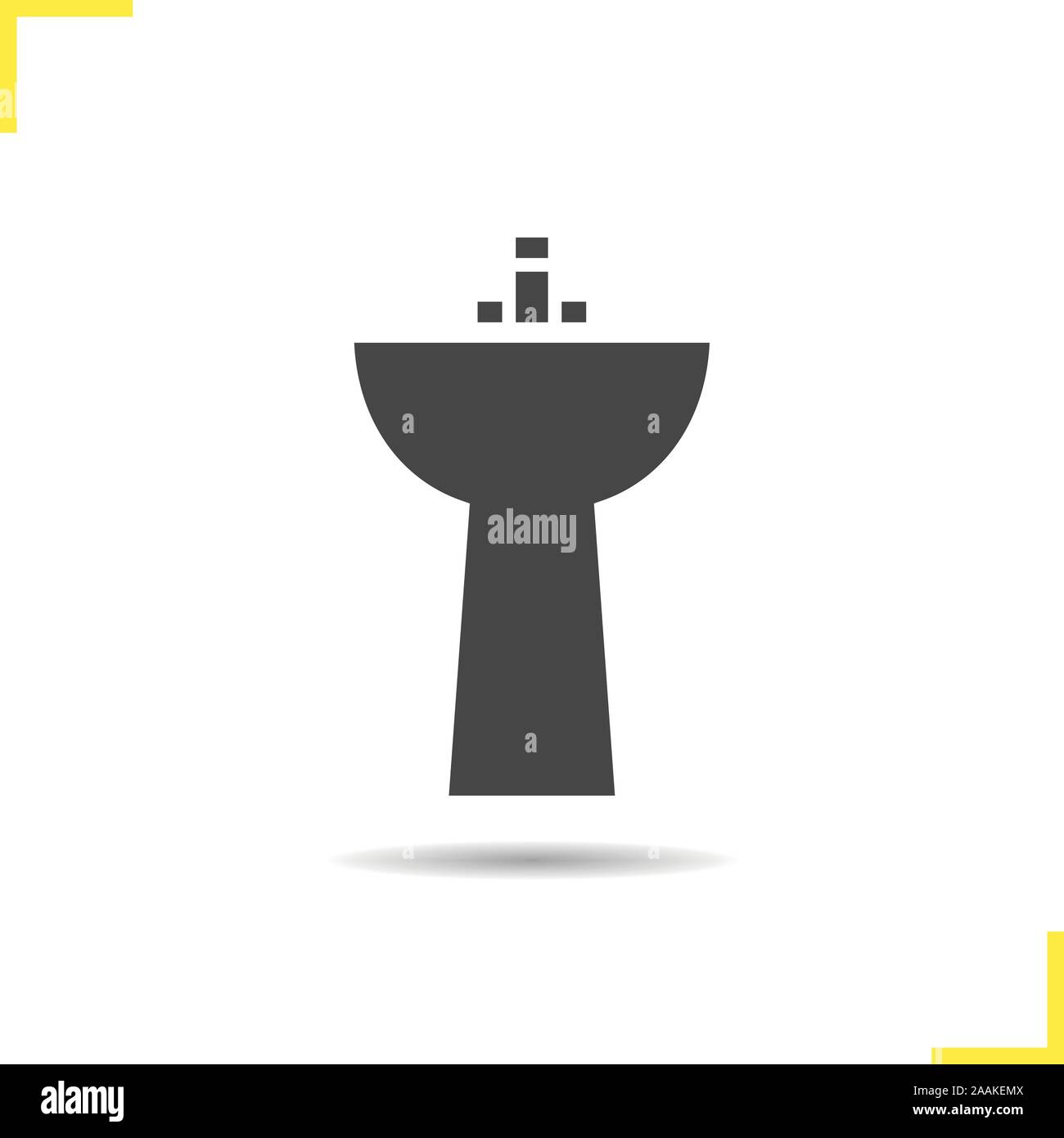 Sink icon. Drop shadow washbasin silhouette symbol. Ceramic washbowl ...