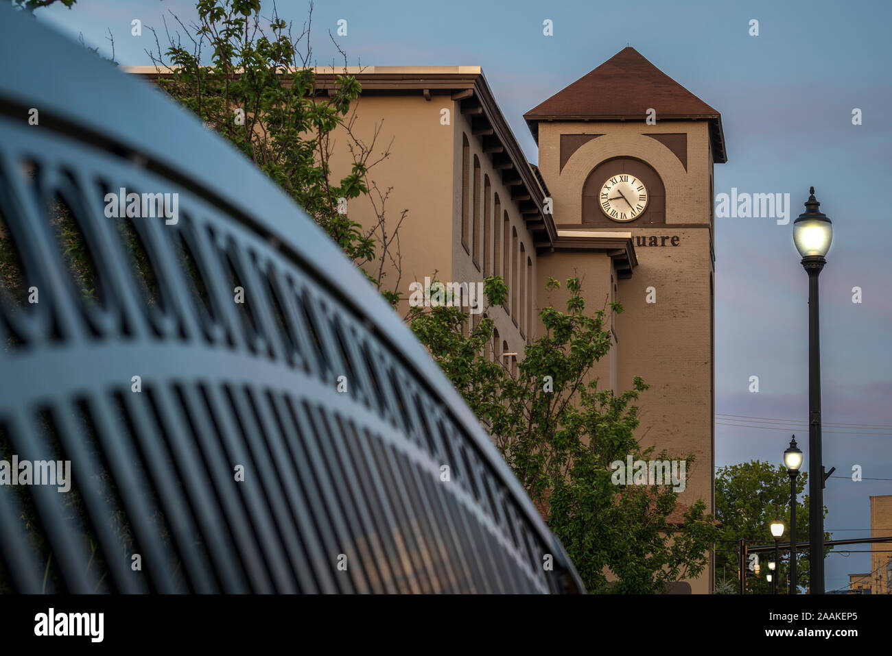 View of the mill Square Clock Tower Stock Photo - Alamy