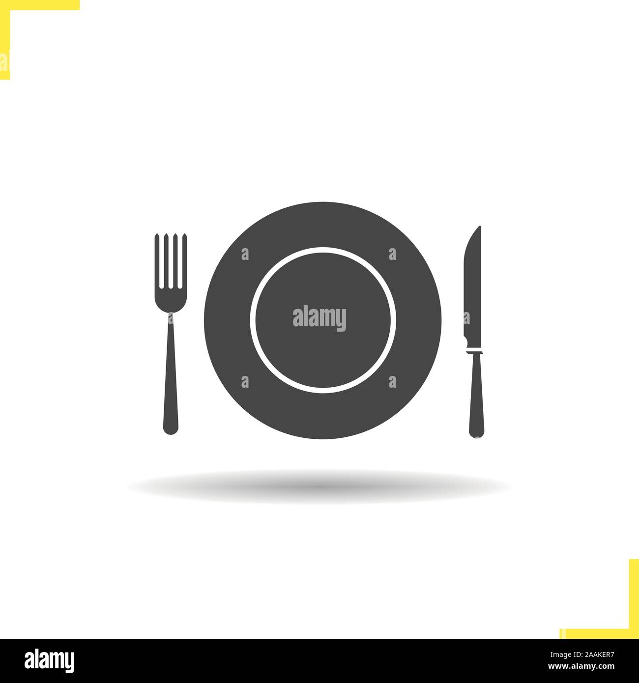 Eatery icon. Drop shadow restaurant and cafe silhouette symbol ...