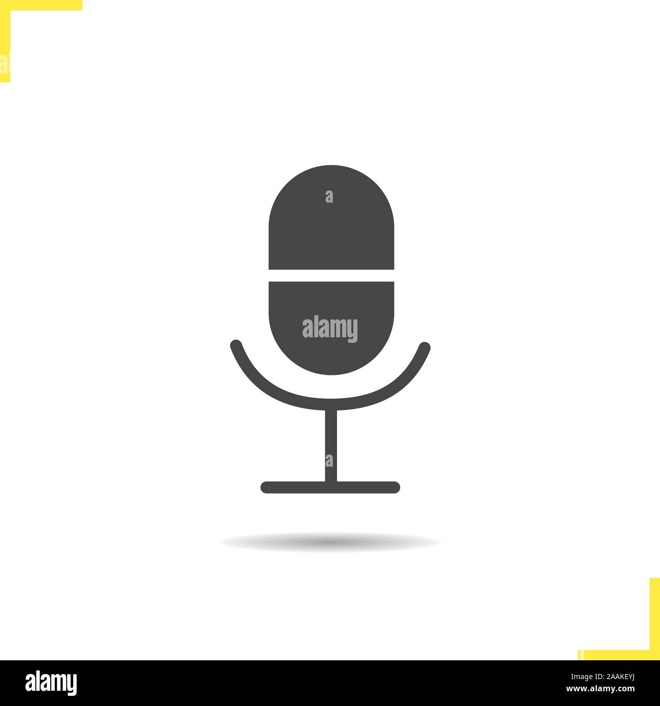 Microphone icon. Drop shadow silhouette symbol. Music studio equipment ...