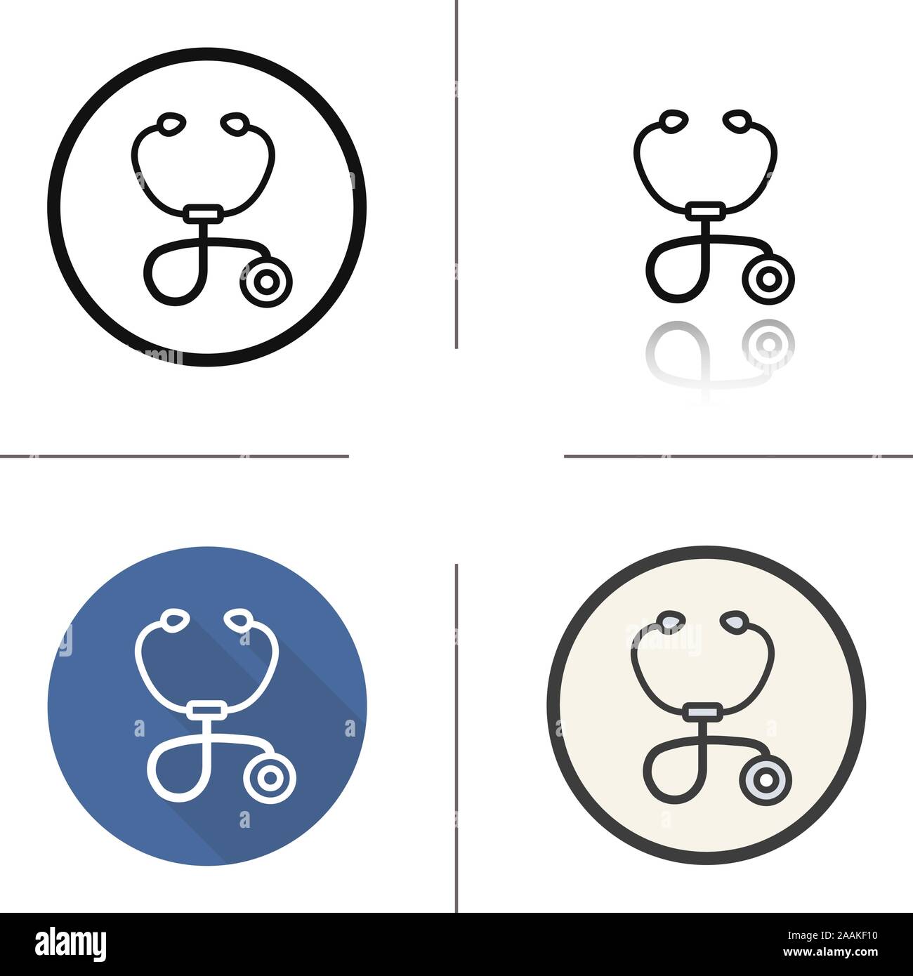 Stethoscope icon. Drop shadow silhouette symbol. Auscultation tool ...