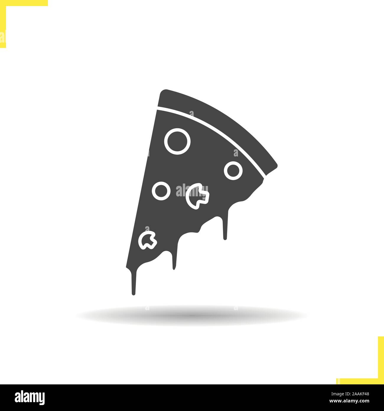 Pizza slice icon. Drop shadow silhouette symbol. Italian pizza. Vector ...