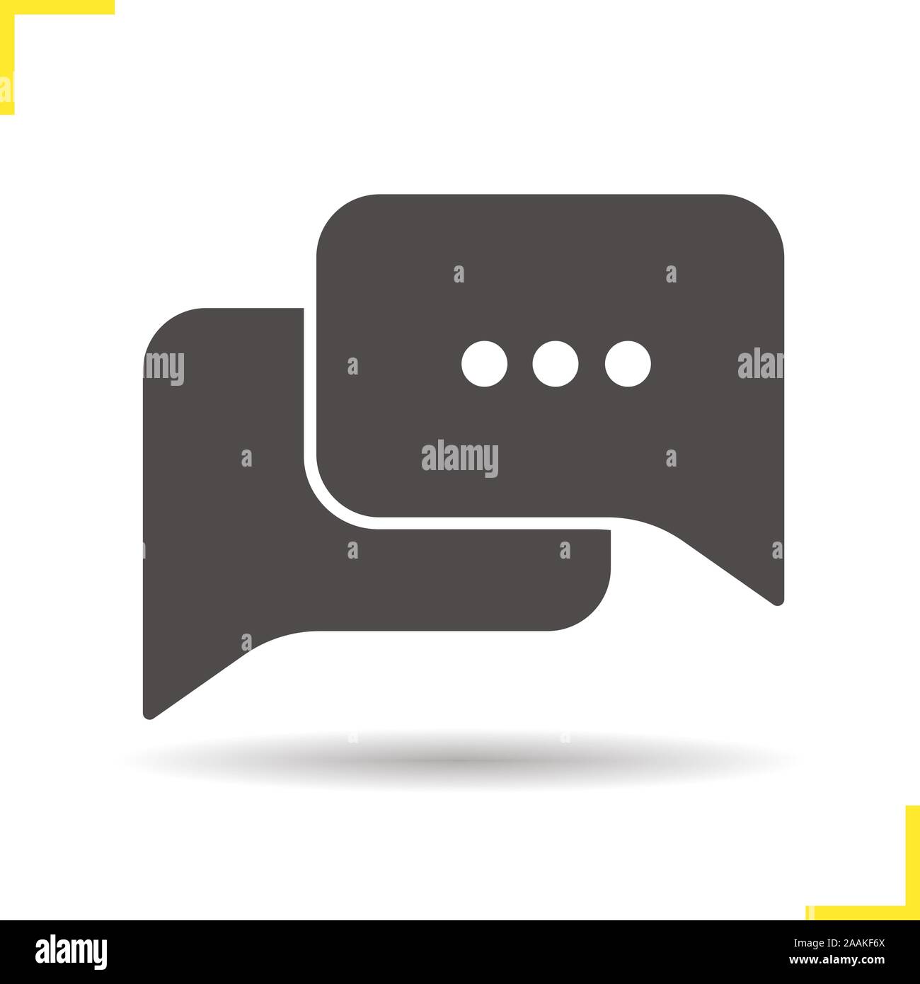 Chat bubbles icon. Drop shadow discussion silhouette symbol. Chat box ...