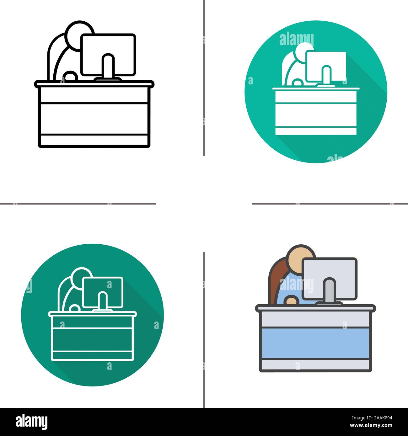 Secretary icon. Flat design, linear and color styles. Office worker ...