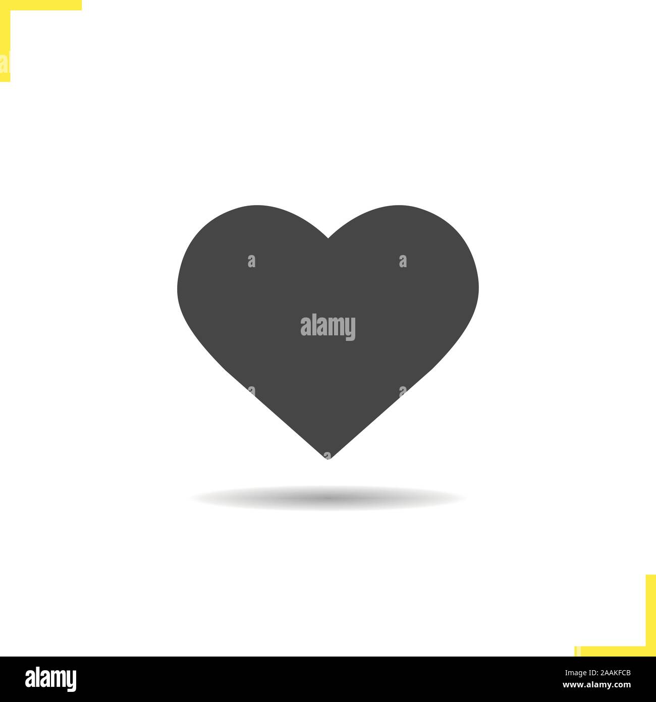 Heart mark icon. Drop shadow like digital sign silhouette symbol. Love ...