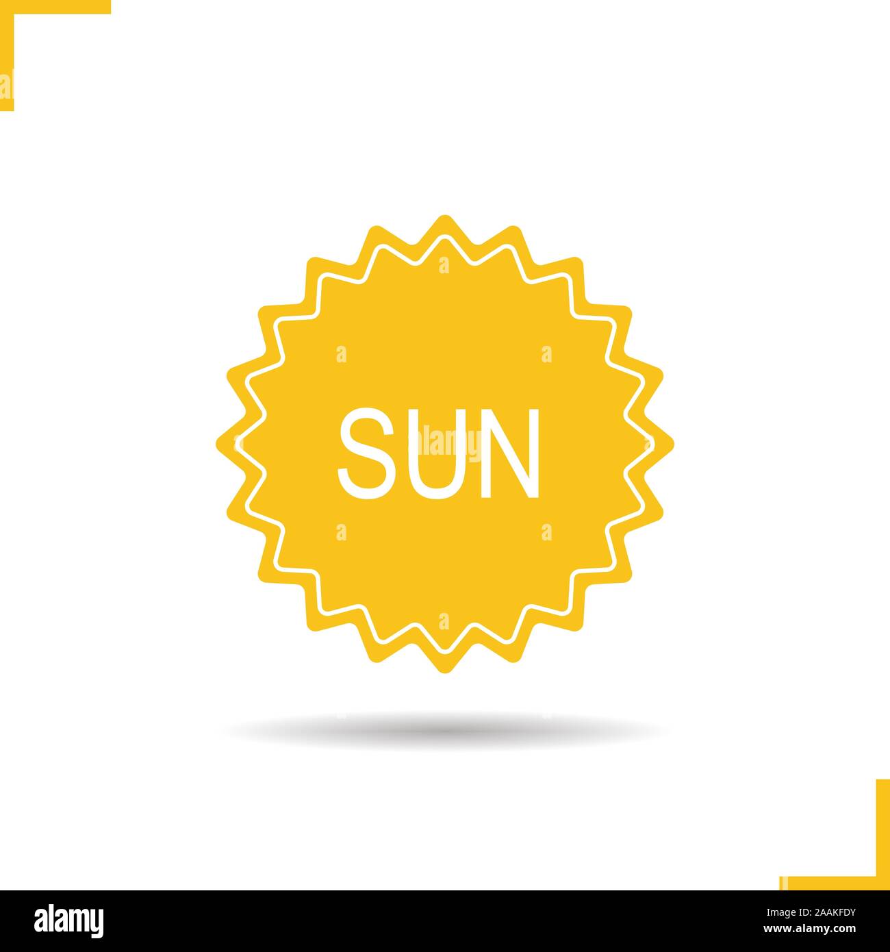 Sun sticker icon. Drop shadow silhouette symbol. Sun badge. Vector ...