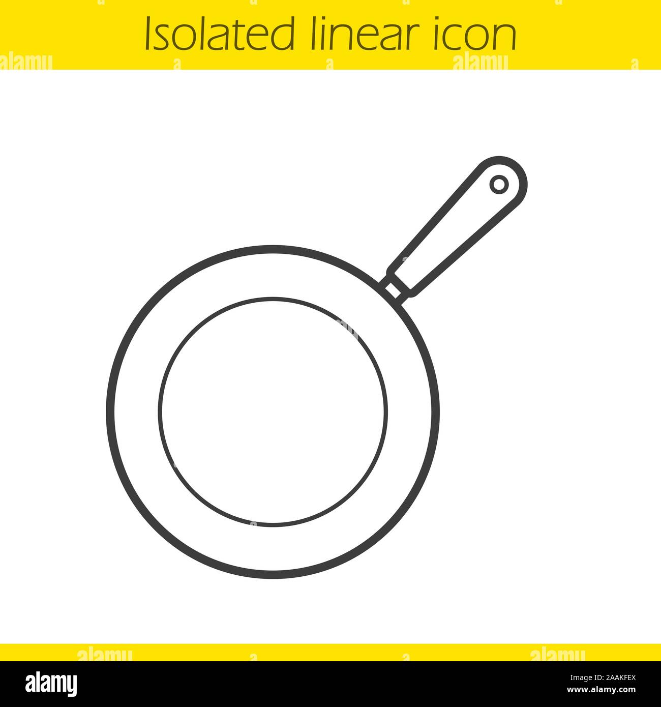 Frying pan linear icon. Kitchen utensil. Restaurant cooking equipment ...