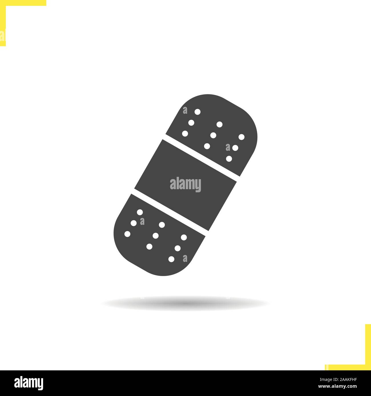 Bandaid icon. Drop shadow adhesive bandage silhouette symbol. Plaster ...