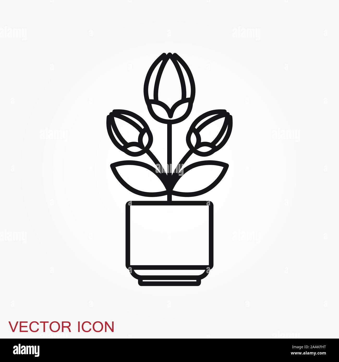 Flowerpot icon, vectorized plants in a pot, flower symbol Stock Vector ...