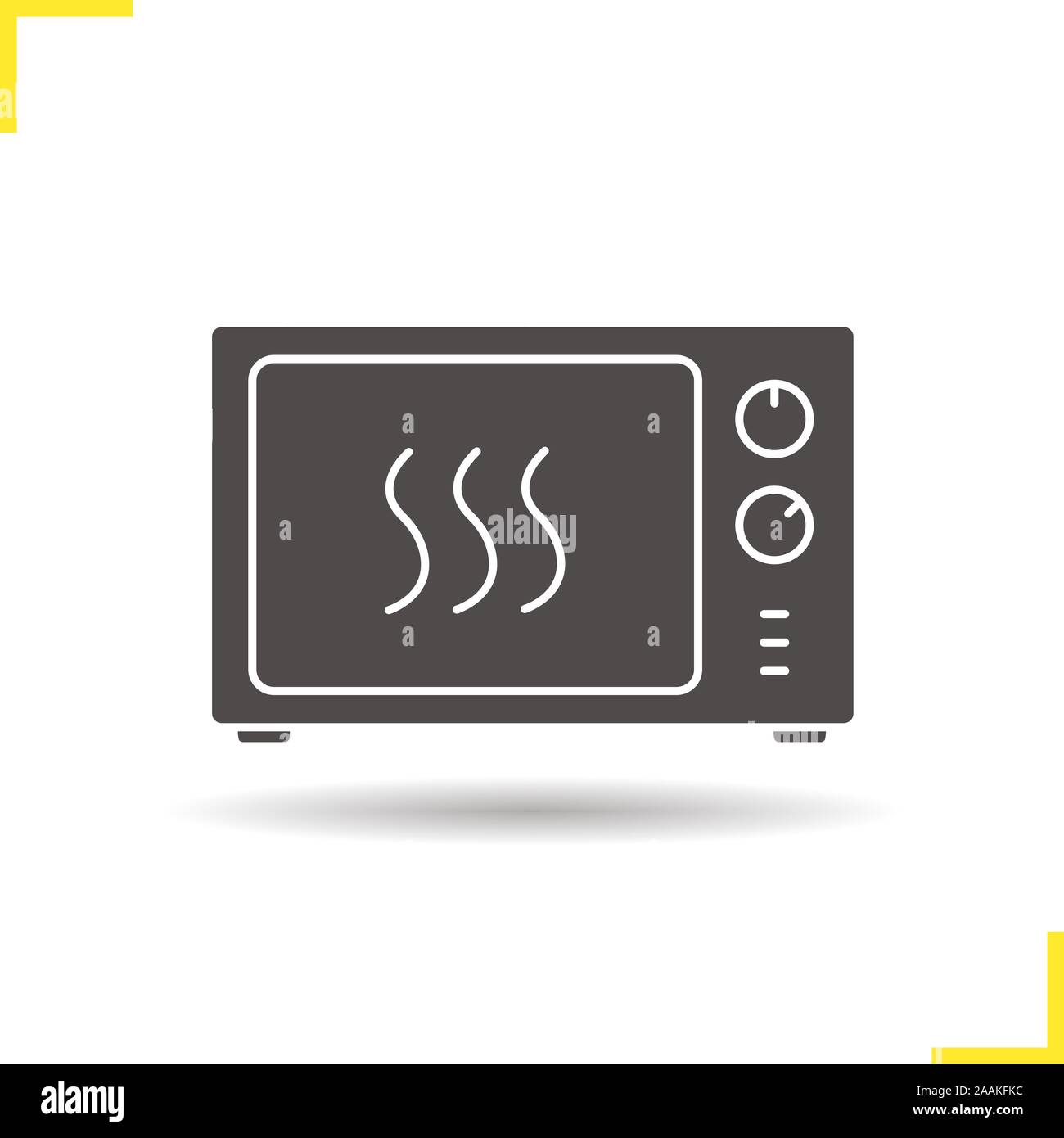 Microwave oven icon. Drop shadow silhouette symbol. Microwave stove ...