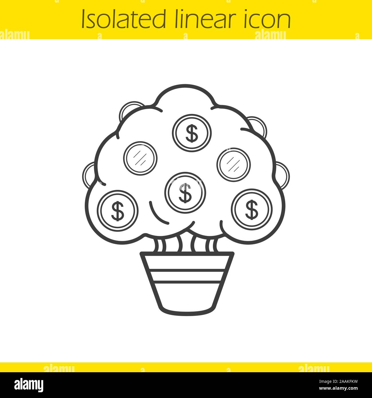Money tree linear icon. Finance and investment thin line illustration ...