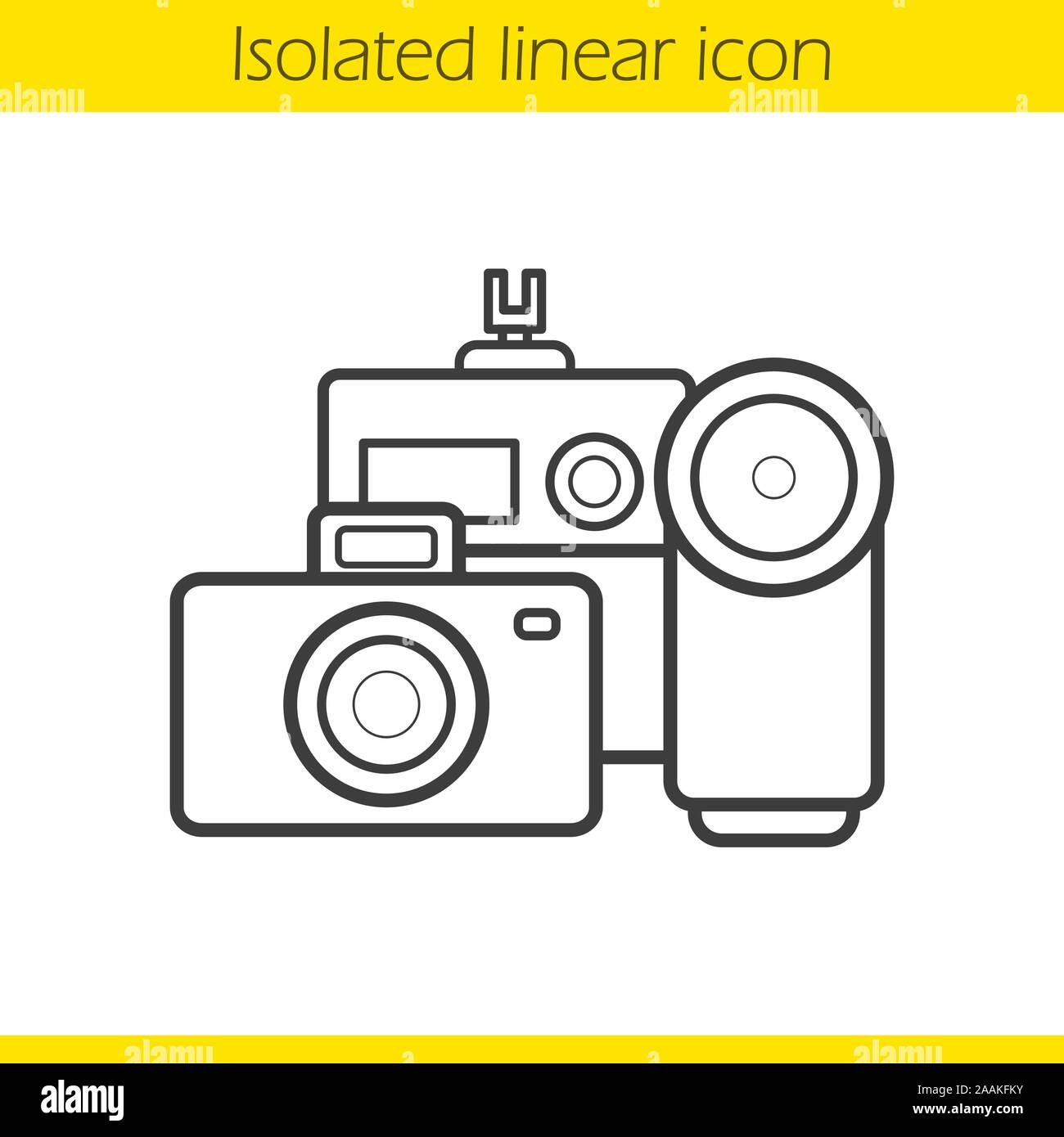 Cameras linear icon. Optical multimedia equipment thin line ...