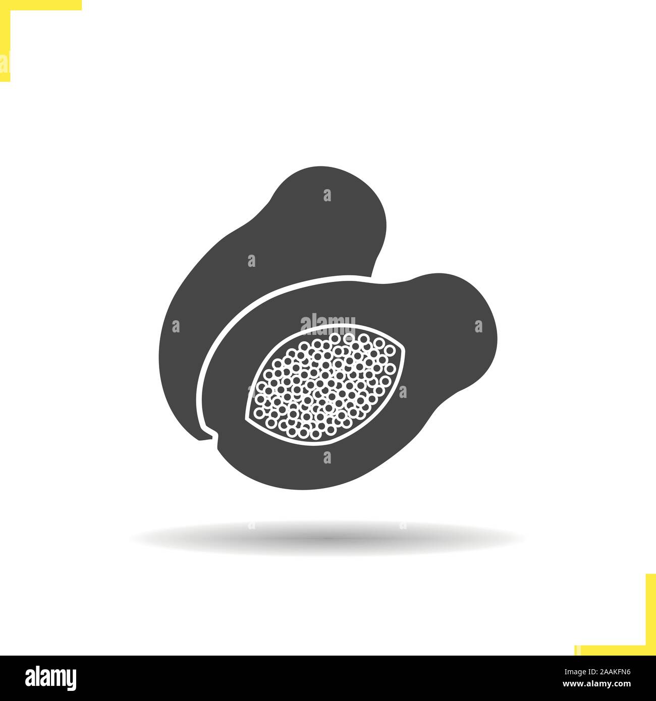 Papaya icon. Drop shadow silhouette symbol. Pawpaw fruit. Vector ...