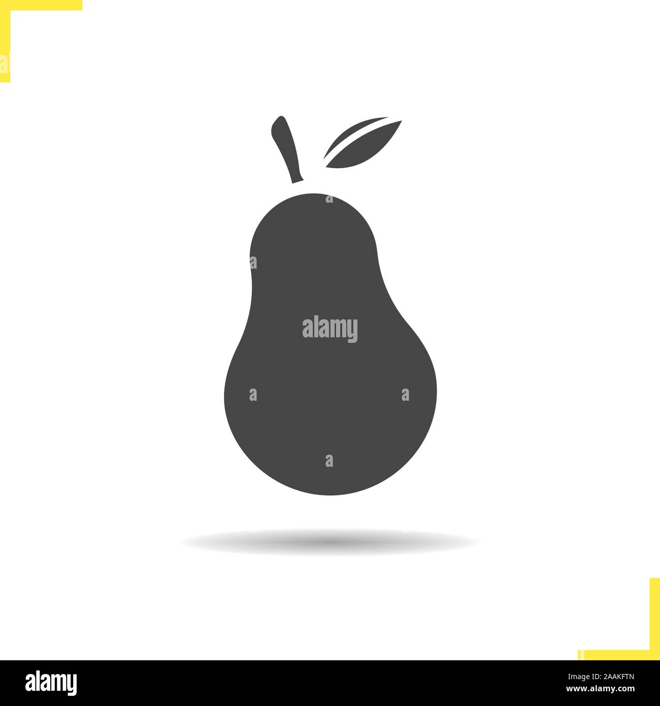 Pear icon. Drop shadow ripe pear silhouette symbol. Seasonal juicy ...