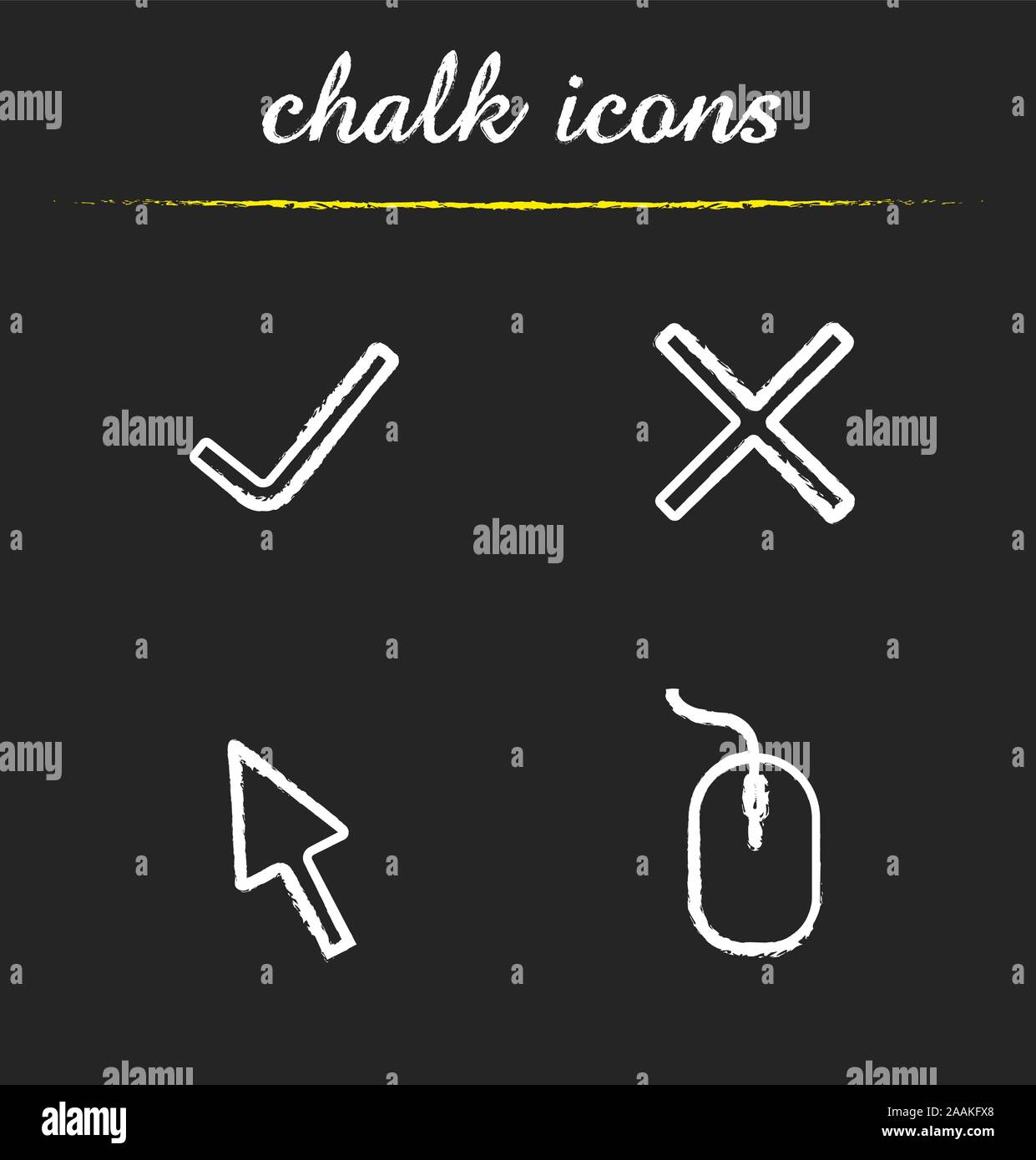 Computer icons set. Accept and cancel symbols, computer mouse and ...