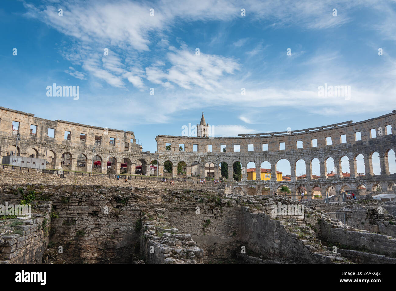 Interior view of Pula arena. The Pula Arena is the name of the Roman ...