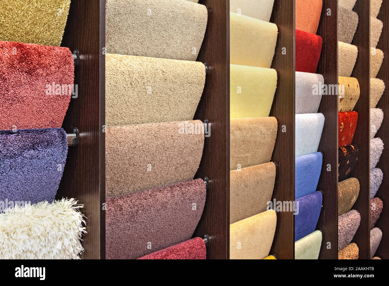 Colorful carpet samples in the store Stock Photo - Alamy