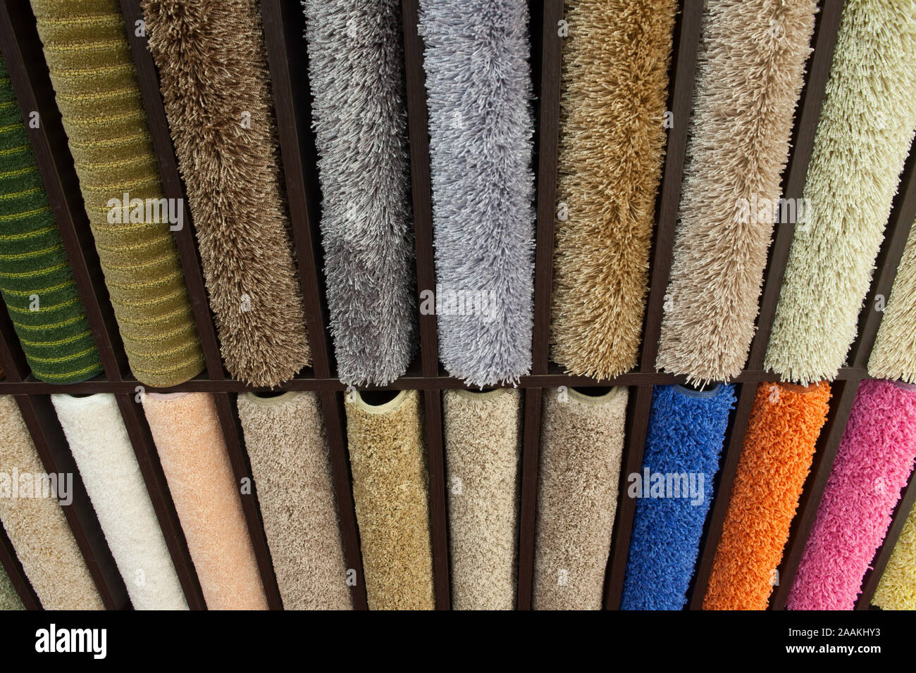 Colorful carpet samples in the store Stock Photo - Alamy