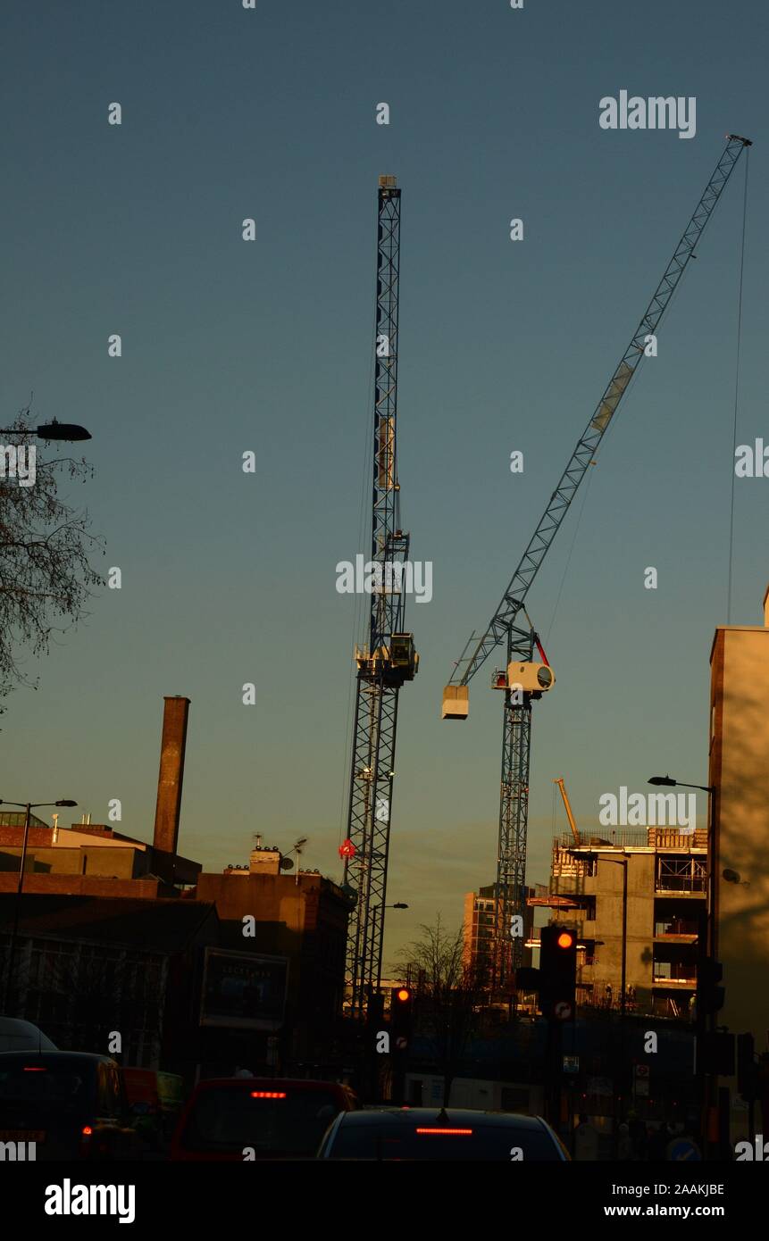 Construction cranes at major construction site hi-res stock photography ...