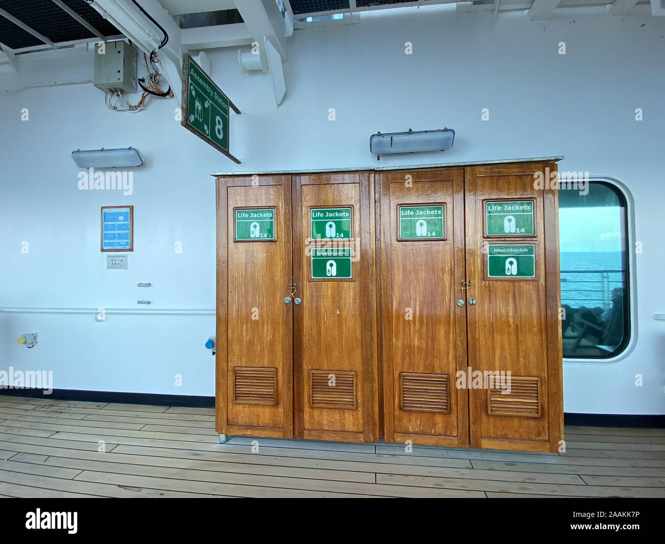 The lifejacket locker on a cruise ship where lifejackets are available ...