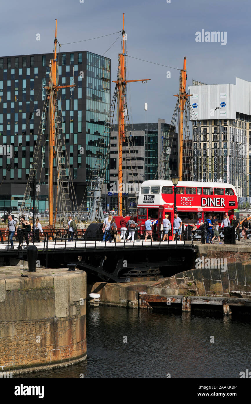 Cafe in Bus, Canning Dock, Liverpool, England, United Kingdom Stock ...