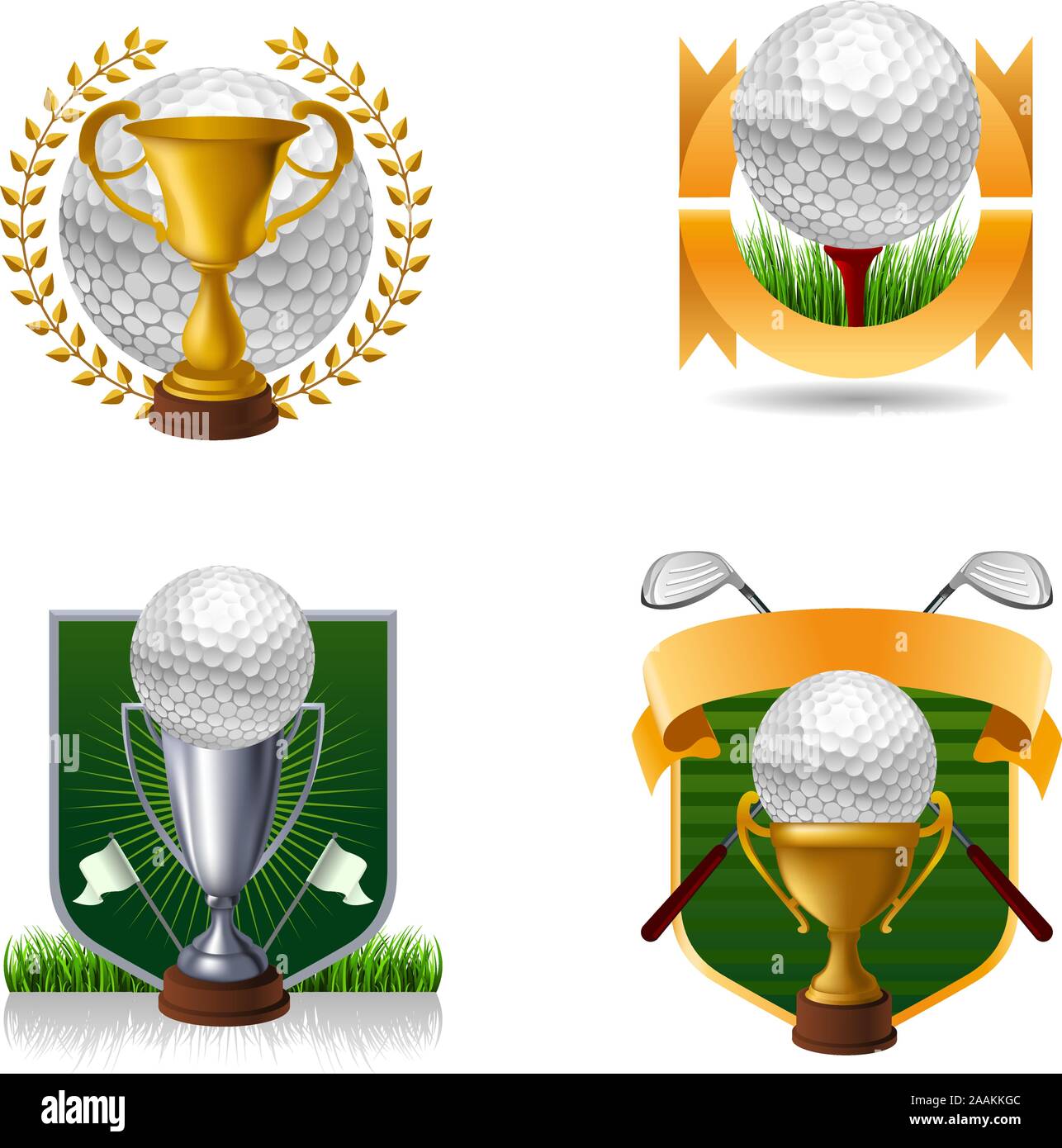 set of golf emblems and symbols trophy and medal icons Stock Vector ...