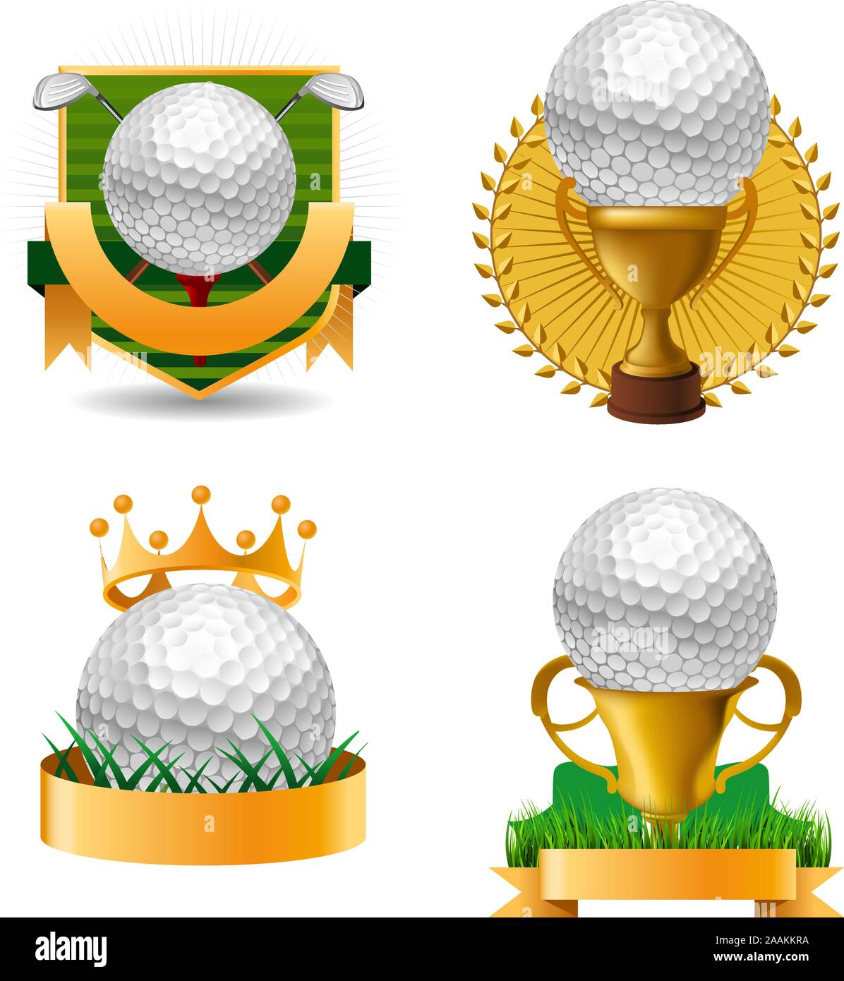 set of golf emblems and symbols trophy and medal icons Stock Vector ...