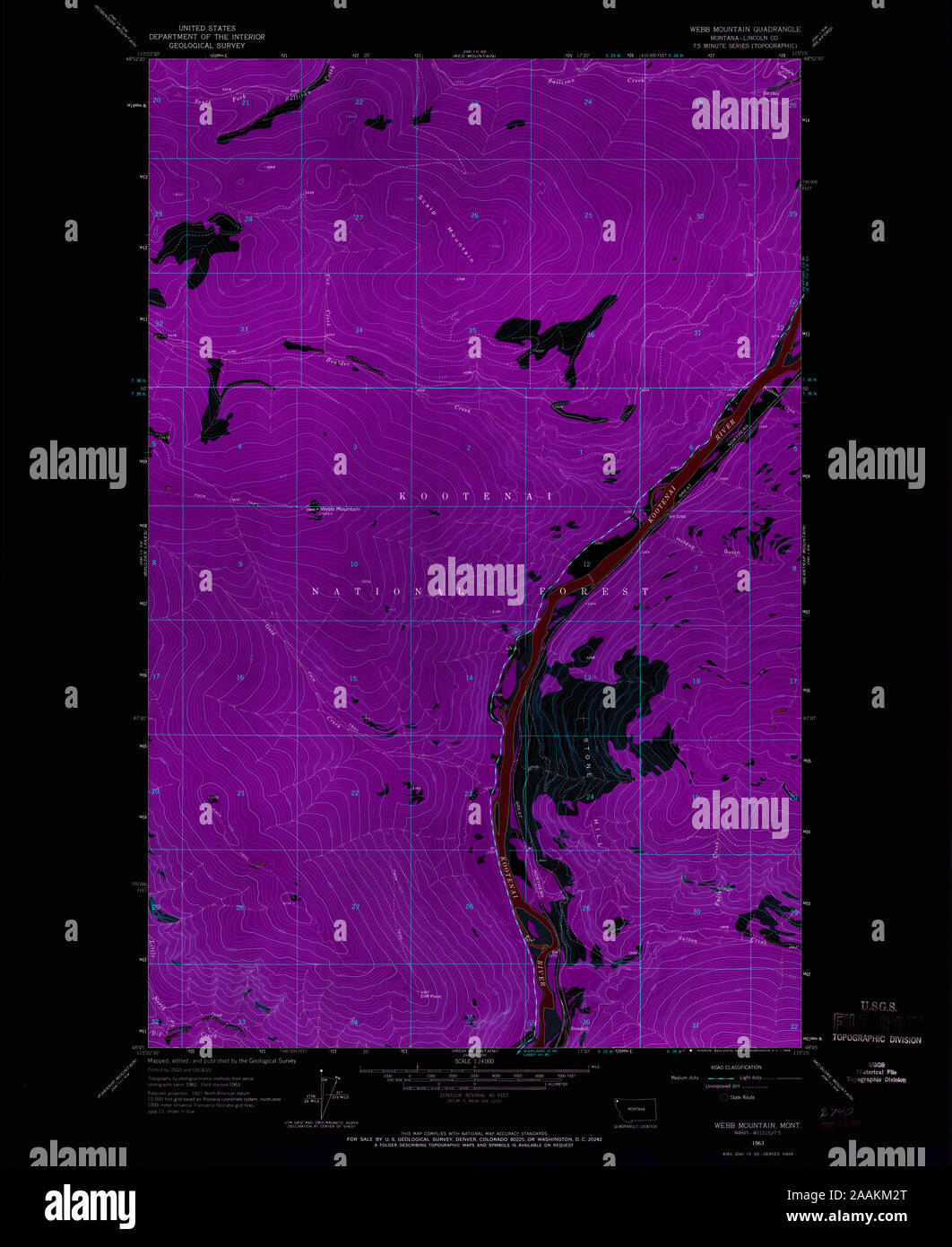USGS TOPO Map Montana MT Webb Mountain 267489 1963 24000 geo Inverted ...
