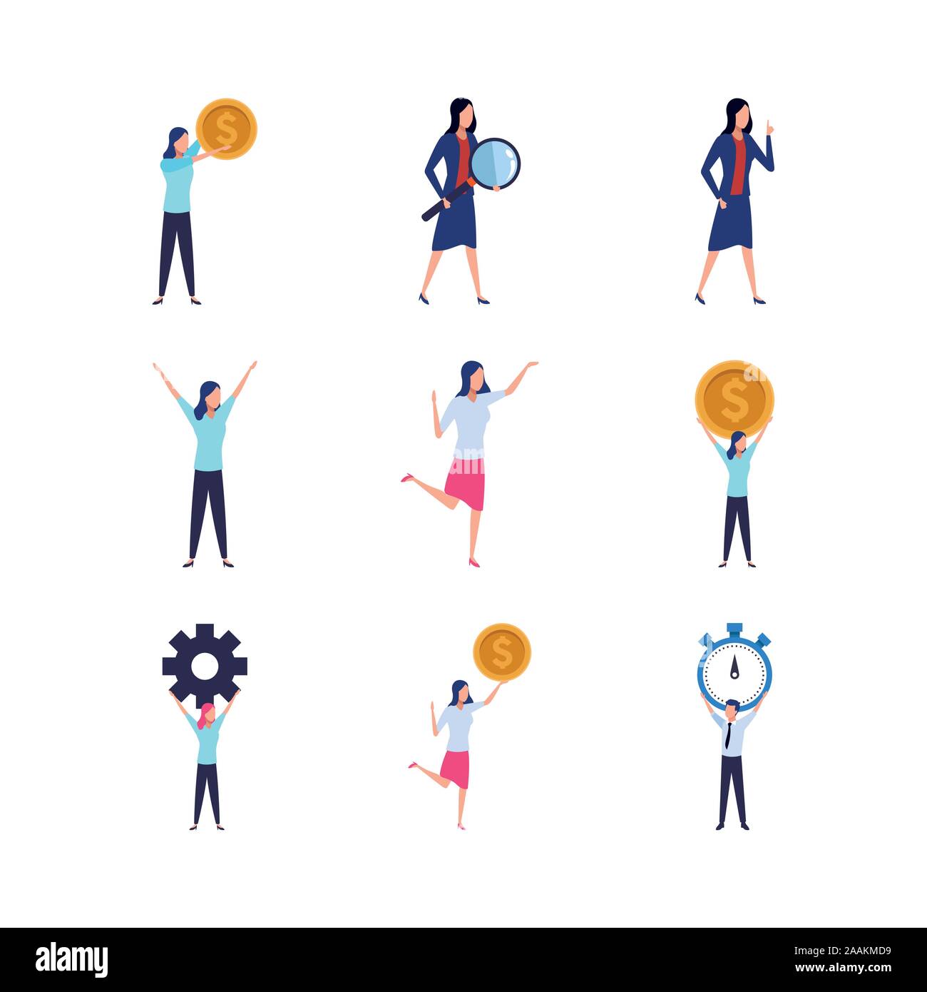 avatar business people doing actions icons set, colorful design Stock ...