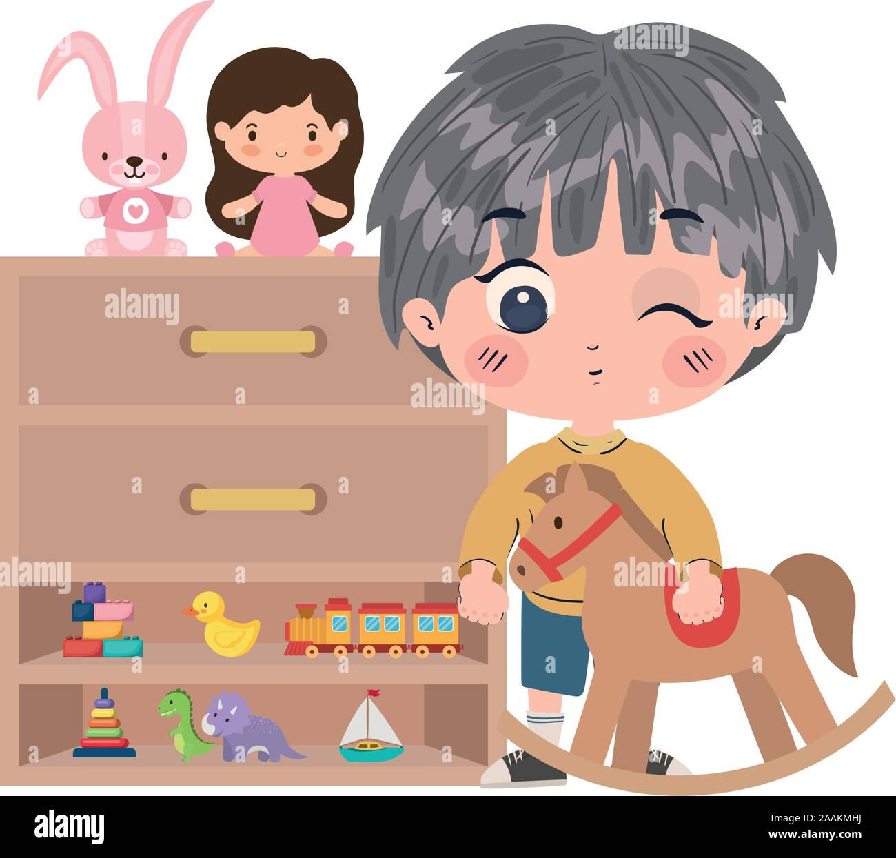 Isolated boy cartoon with toys vector design Stock Vector Image & Art ...