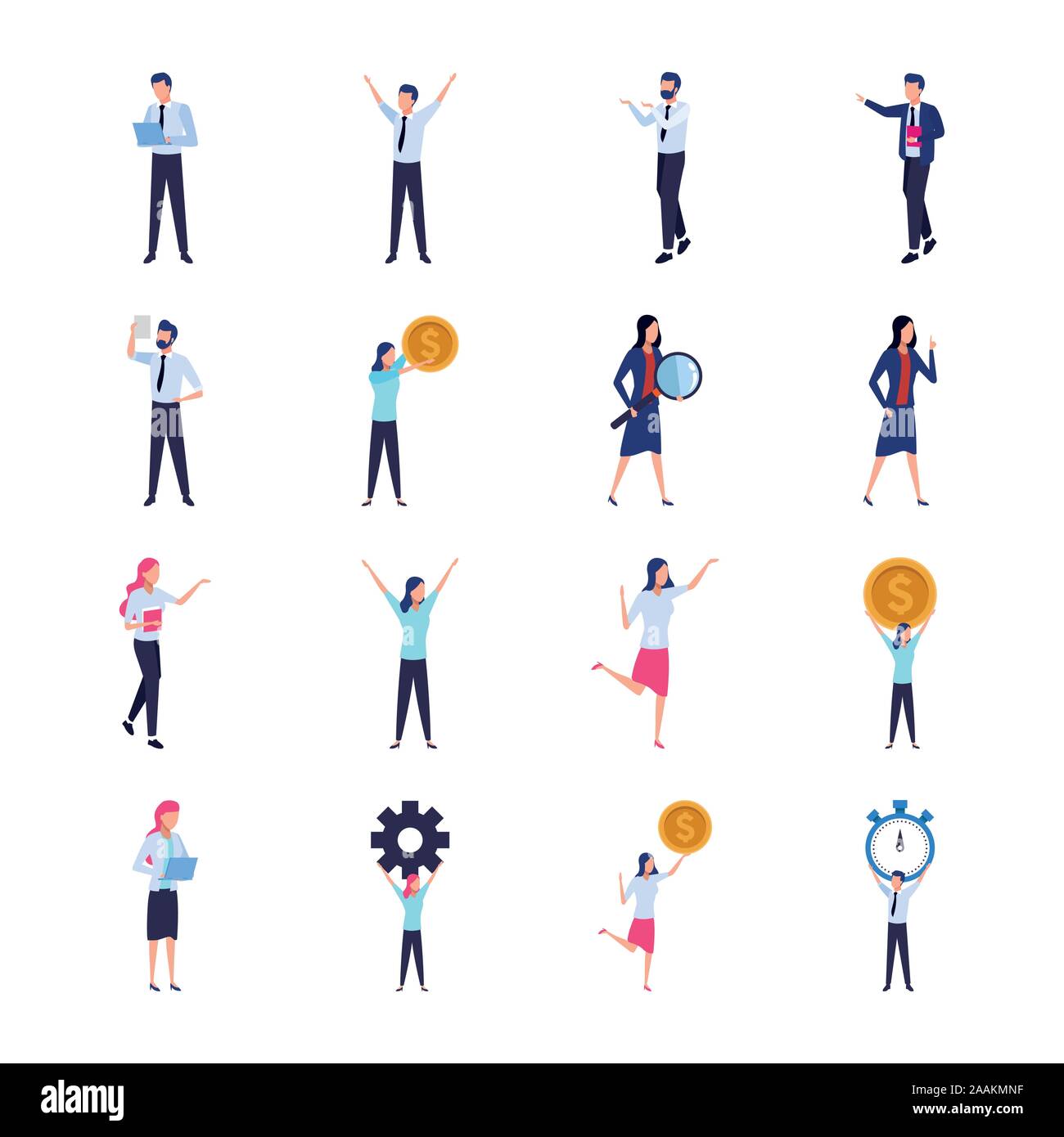 avatar business people doing actions icons set Stock Vector Image & Art ...