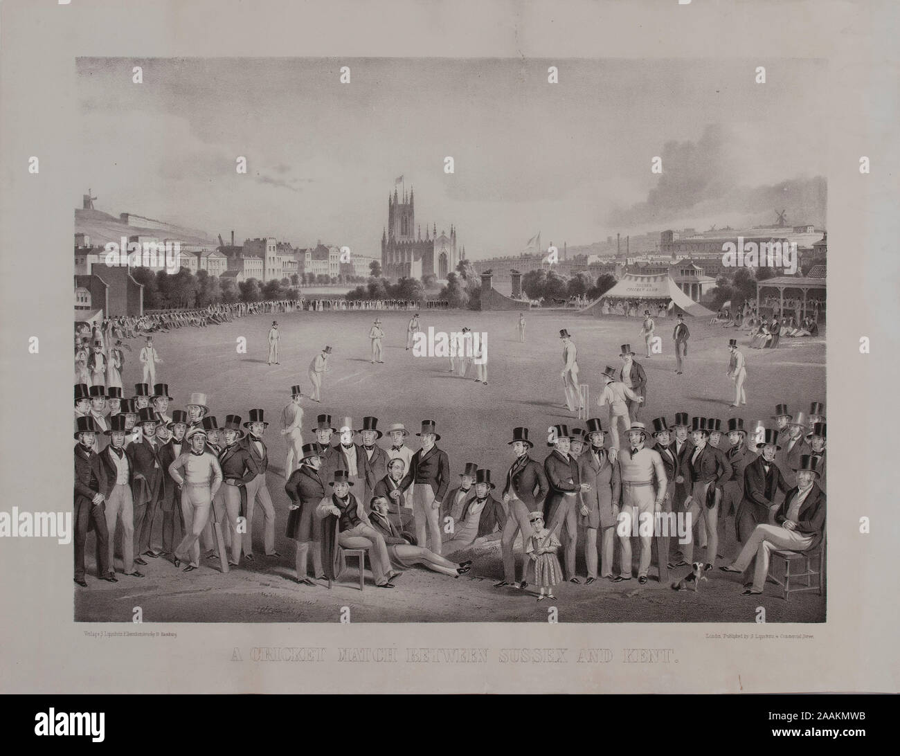 W. H. Mason's drawing of a cricket match at Brighton between the ...
