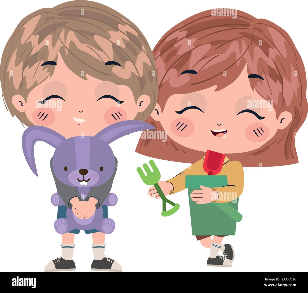 Children Sharing Toys Cartoon