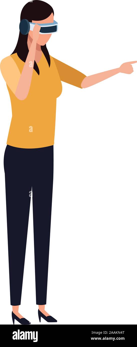 woman using technology of augmented reality vector design Stock Vector ...