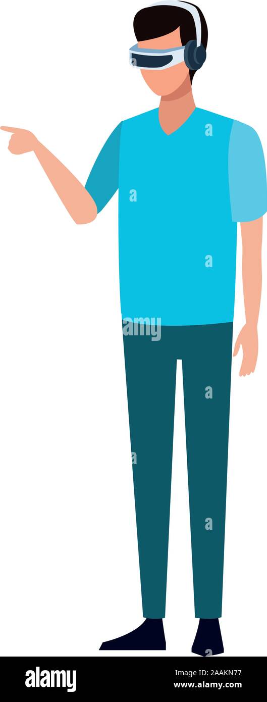 man using technology of augmented reality vector design Stock Vector ...