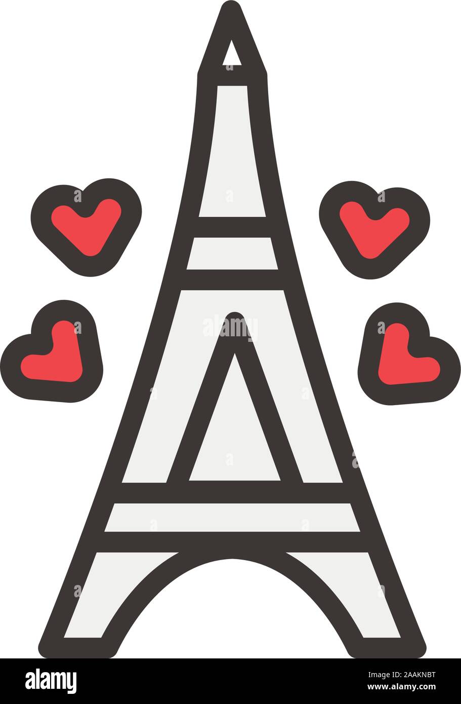 happy valentines day eiffel tower with hearts Stock Vector Image & Art ...