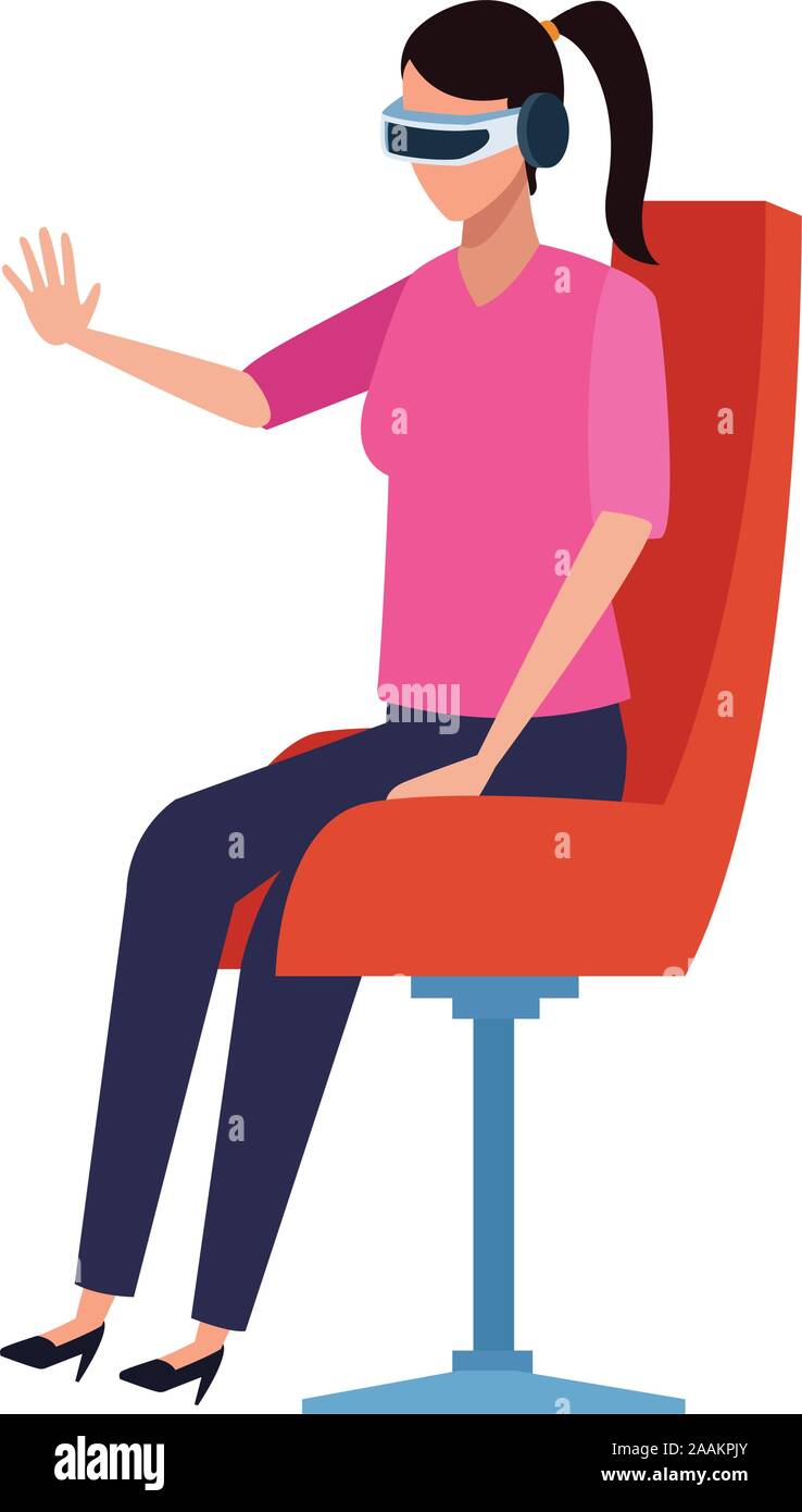 woman using technology of augmented reality vector design Stock Vector ...