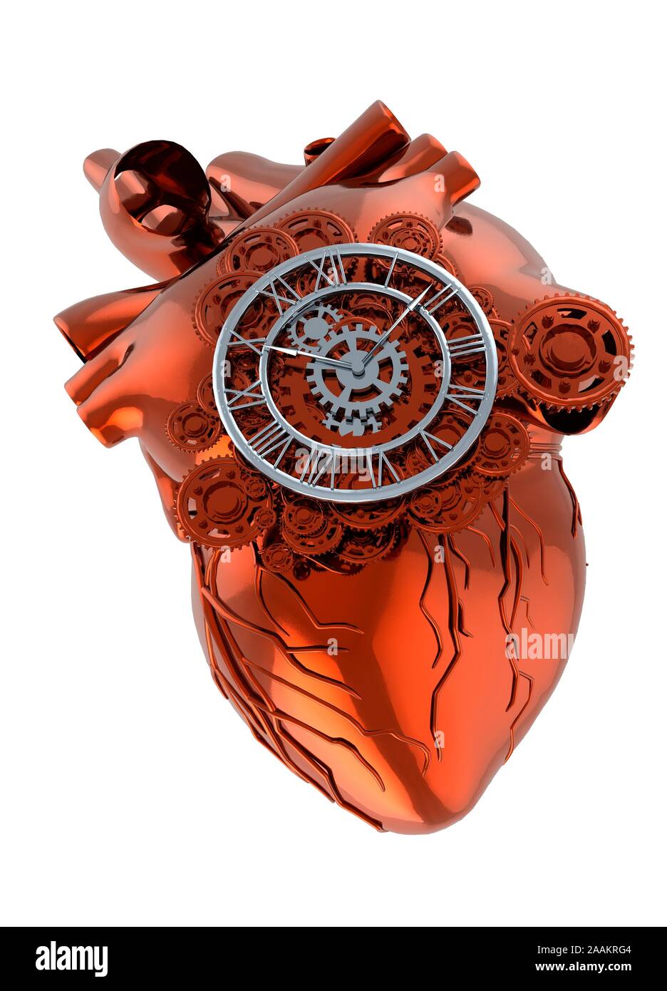 Human heart and watch cogs, illustration Stock Photo - Alamy