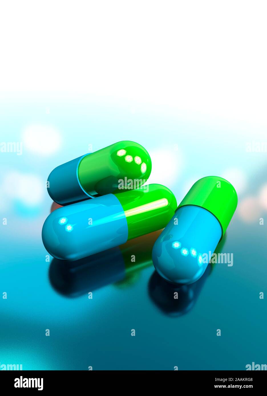 Green and blue capsules, illustration Stock Photo - Alamy
