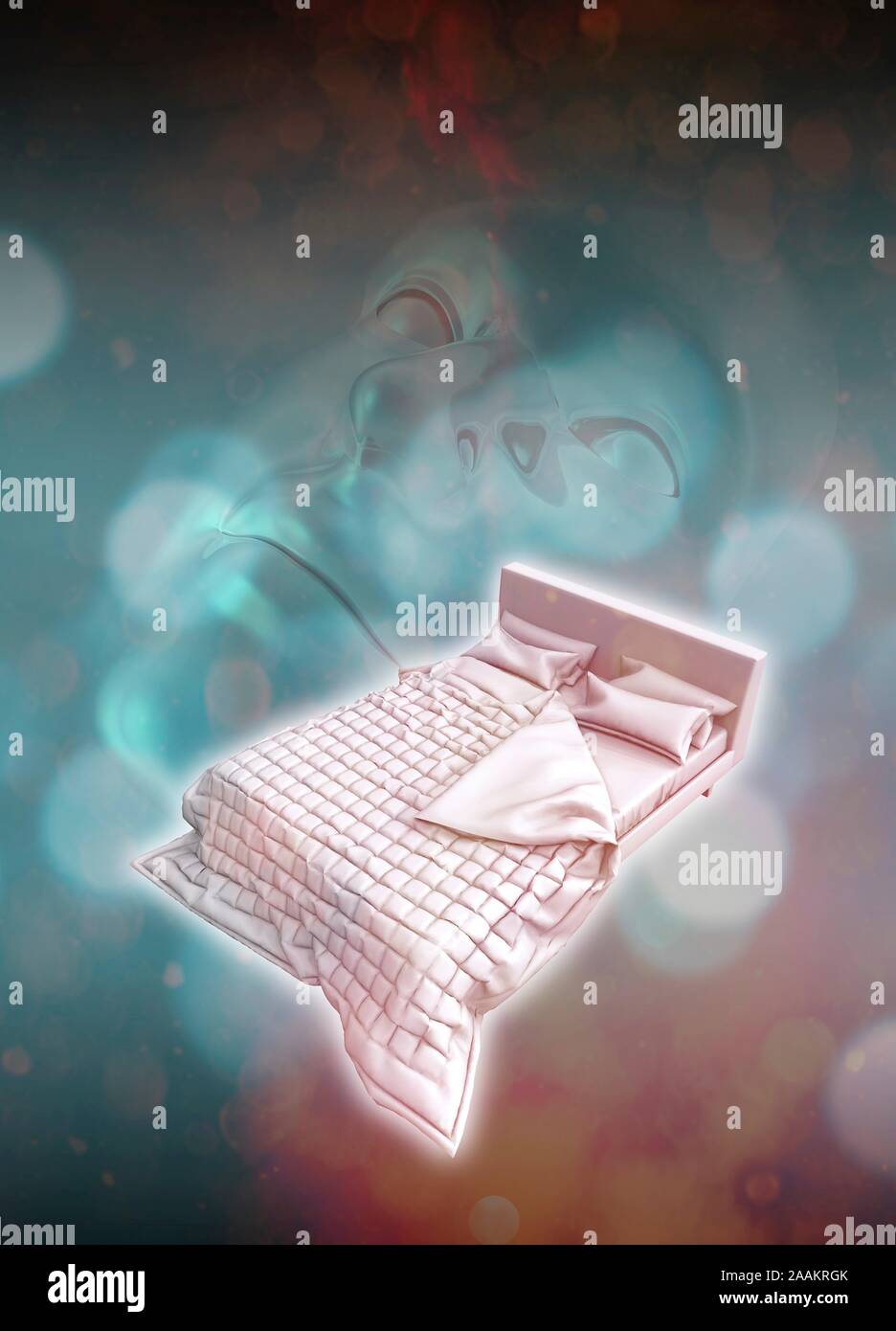 Double bed with human face, illustration Stock Photo - Alamy