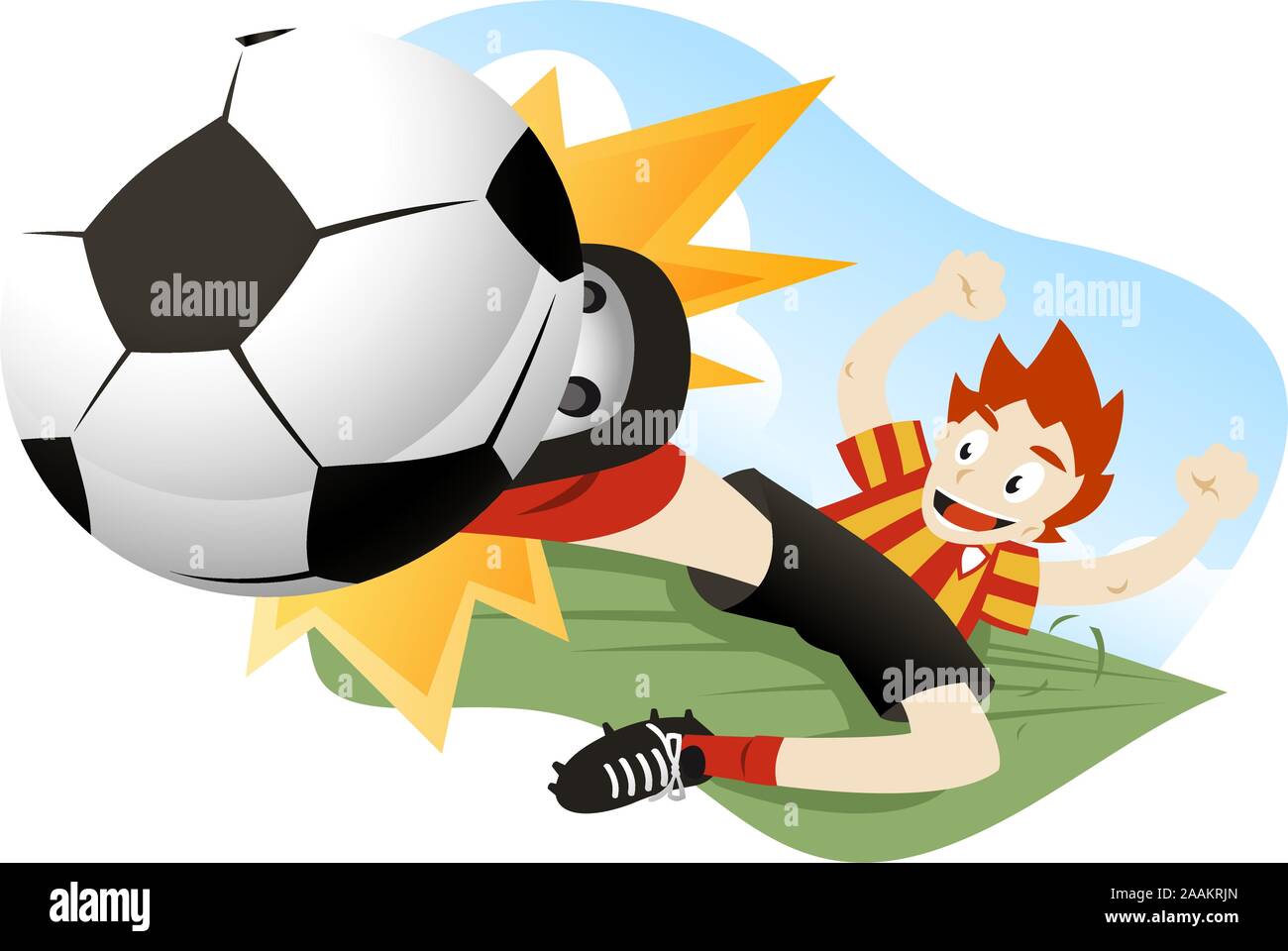 A soccer player tackling the ball Stock Vector Image & Art - Alamy