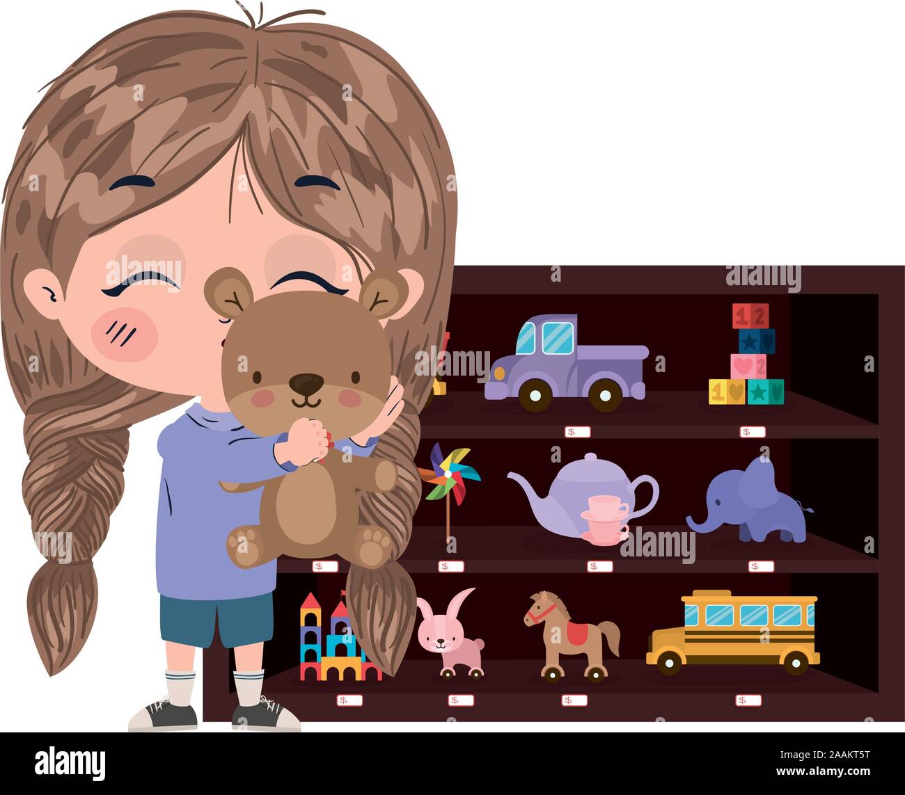 Isolated girl cartoon with toys vector design Stock Vector Image & Art ...