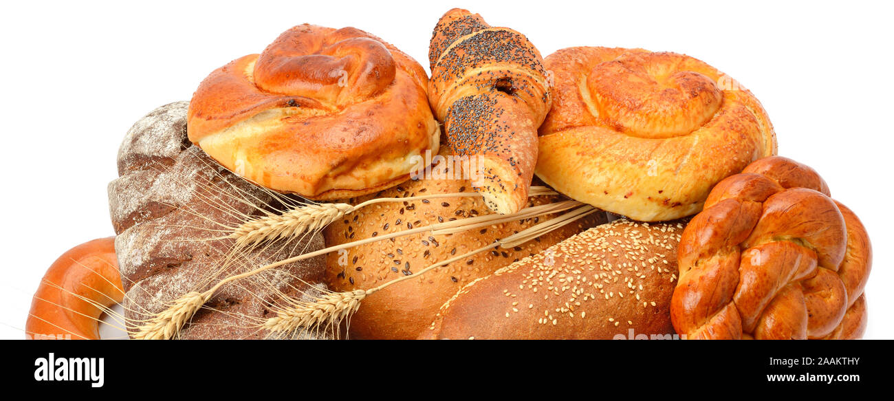 bread and bakery products isolated on white background Stock Photo - Alamy
