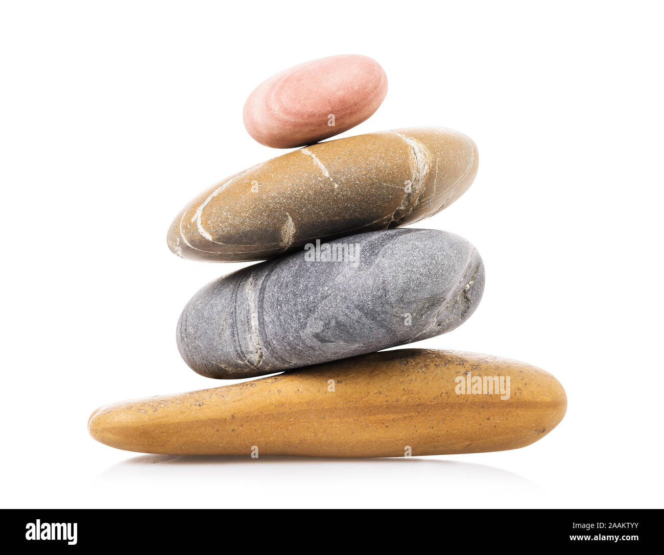 Balancing pebbles isolated on a white background. Sea stone pyramid ...